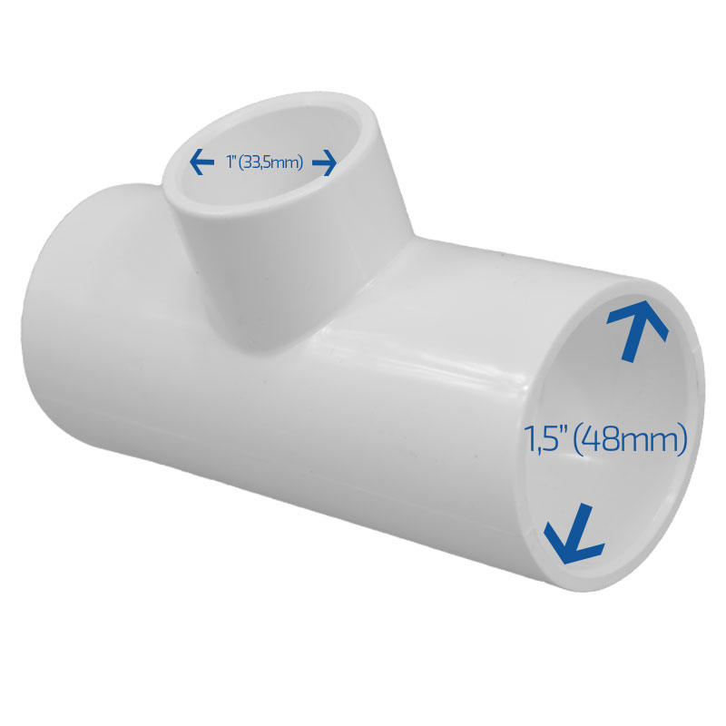 1.5'' x 1'' x 1.5'' PVC Tee
