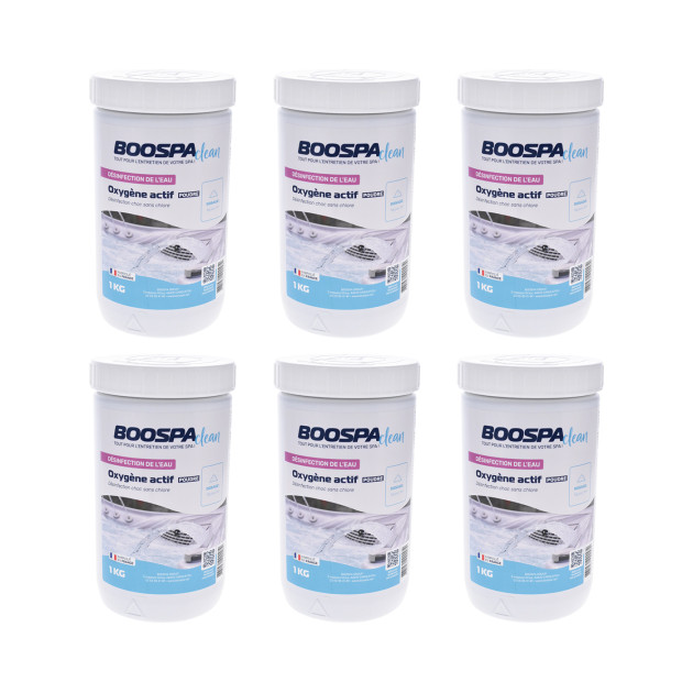 BoospaClean Spa Active Oxygen Powder 1kg – Pack of 6 Containers