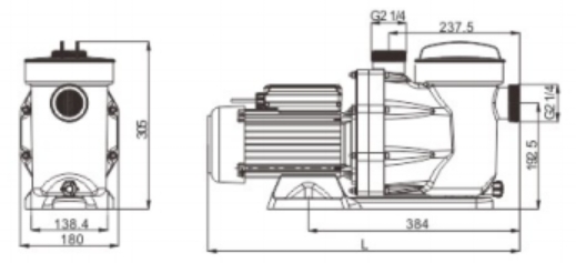 Boospa Pumps SPP250E Pool Pump - 2.0HP - 1500W - Single Speed