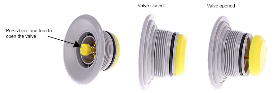 SS19-22 MONO inflation valve with threaded cap (AMN)